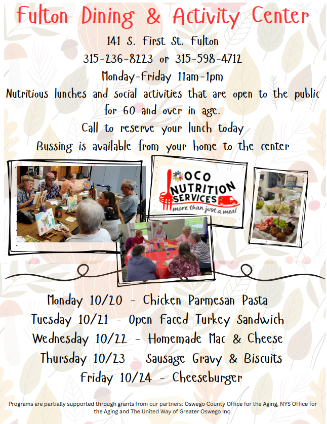 Fulton Dining and Activity Center Menu | CenterState CEO